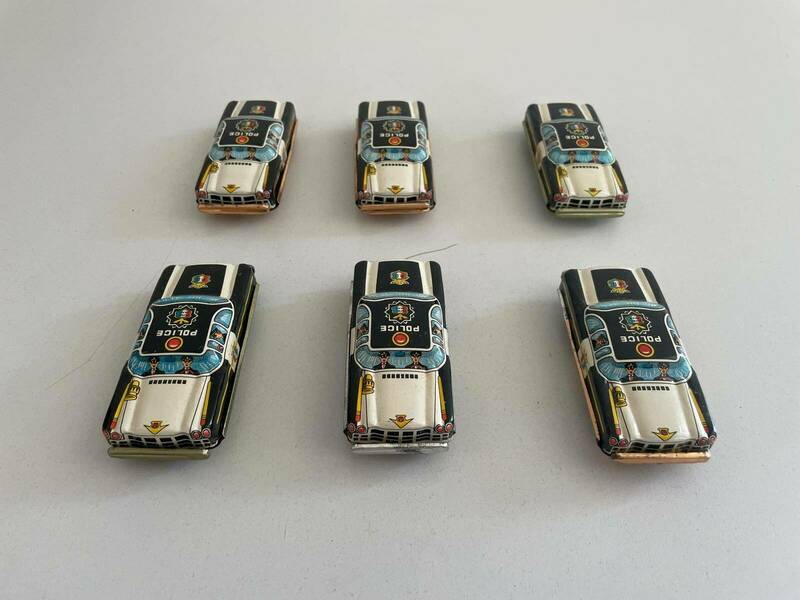 Nt Tin Police Toy Car, Set Of 6, Made In Japan | Vinterior