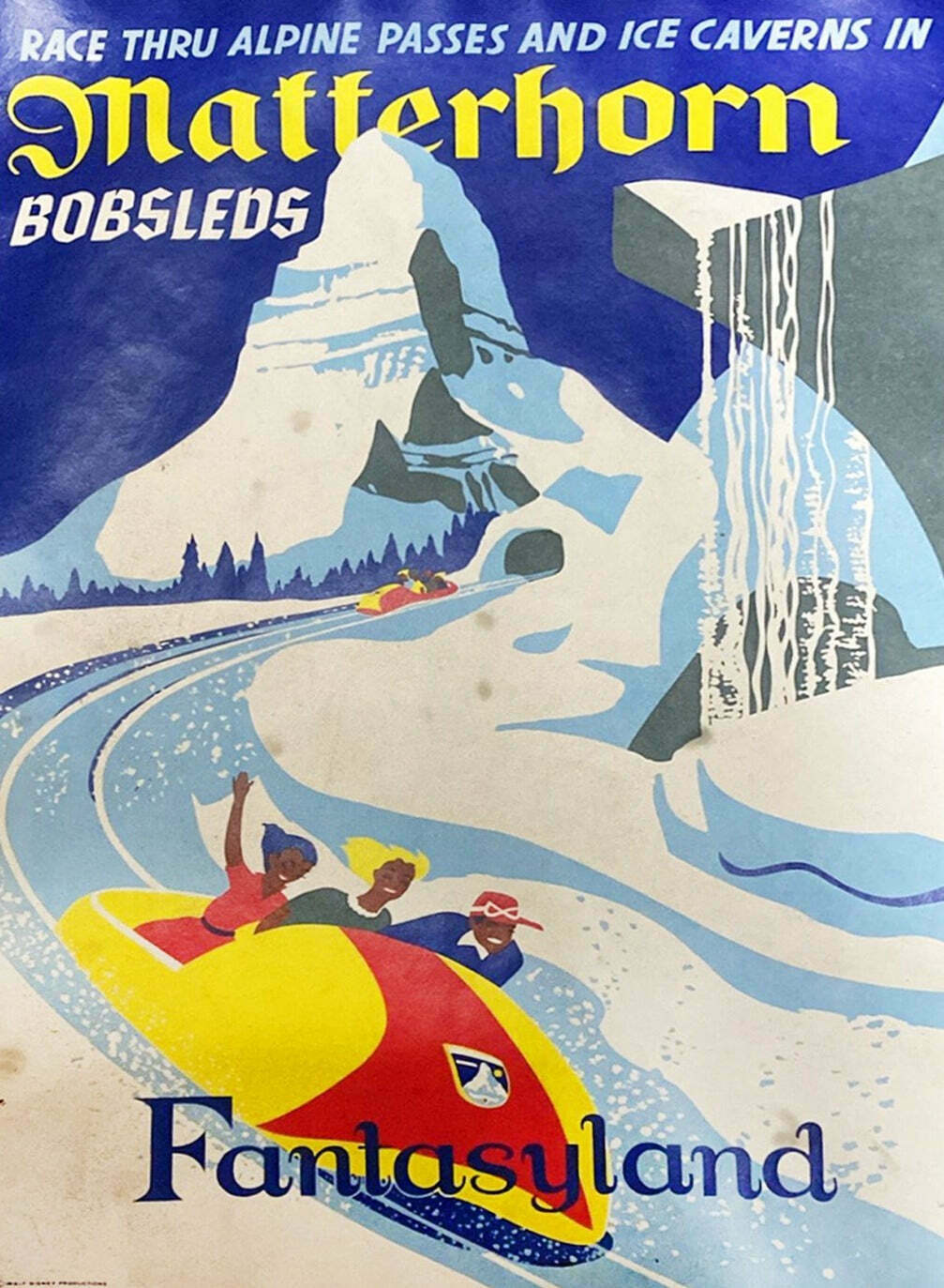 Disneyland Matterhorn Bobsleds Fantasyland Original Vintage Poster ...
