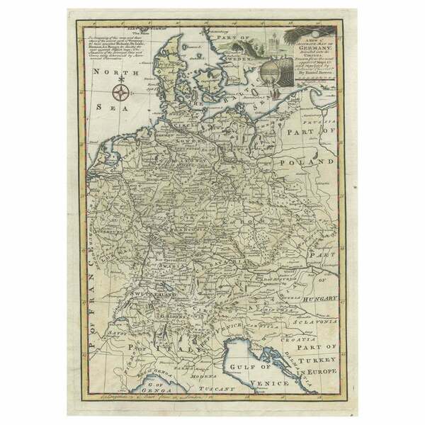 Antique Map Of Germany During The Mid 18th Century, Published In 1747 ...