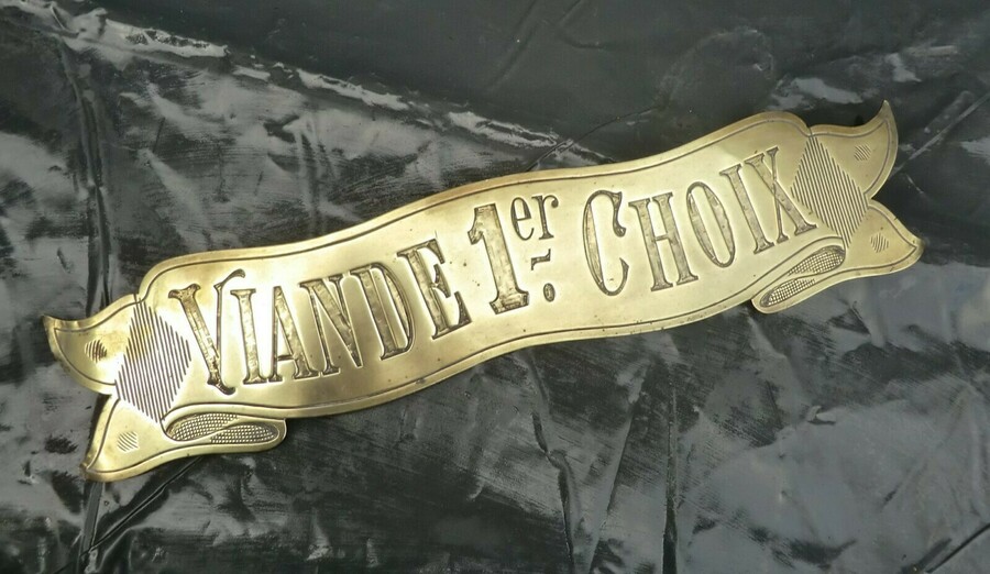 Rare Engraved Brass Banner From France | Vinterior