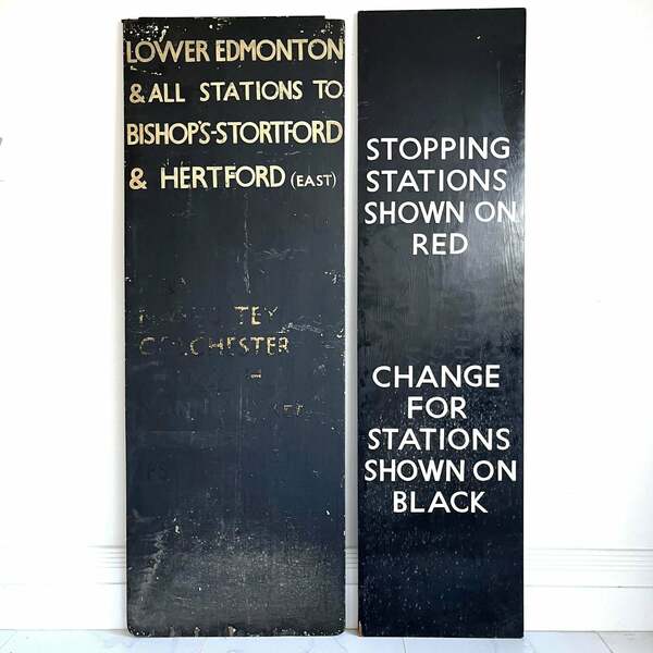 Liverpool Street Wooden Train Destination Boards X2 "Stopping Stations ...