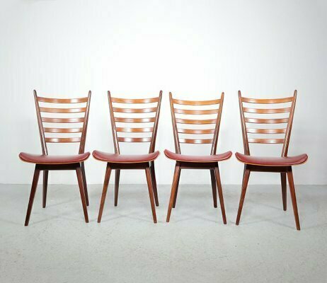 Vintage Teak Wooden Ladder Chairs, 1960s, Set Of 4 | Cees Braakman ...