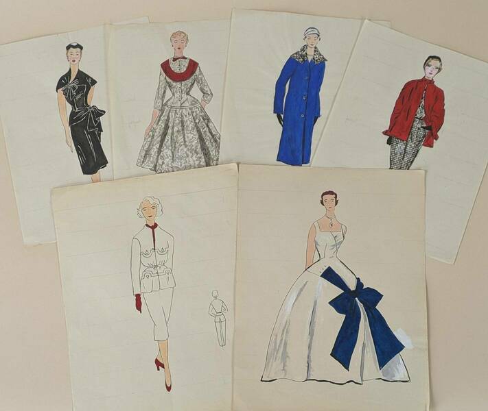 Vintage French Fashion Drawings French Importe Guaranteed Fashion