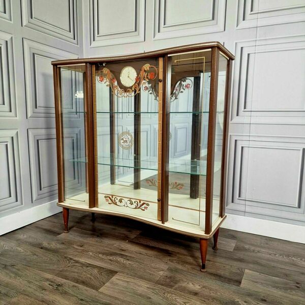 Retro Vintage Wood Mid Century Glass Art Deco Drinks Display Cocktai Cabinet Mcm Vinterior