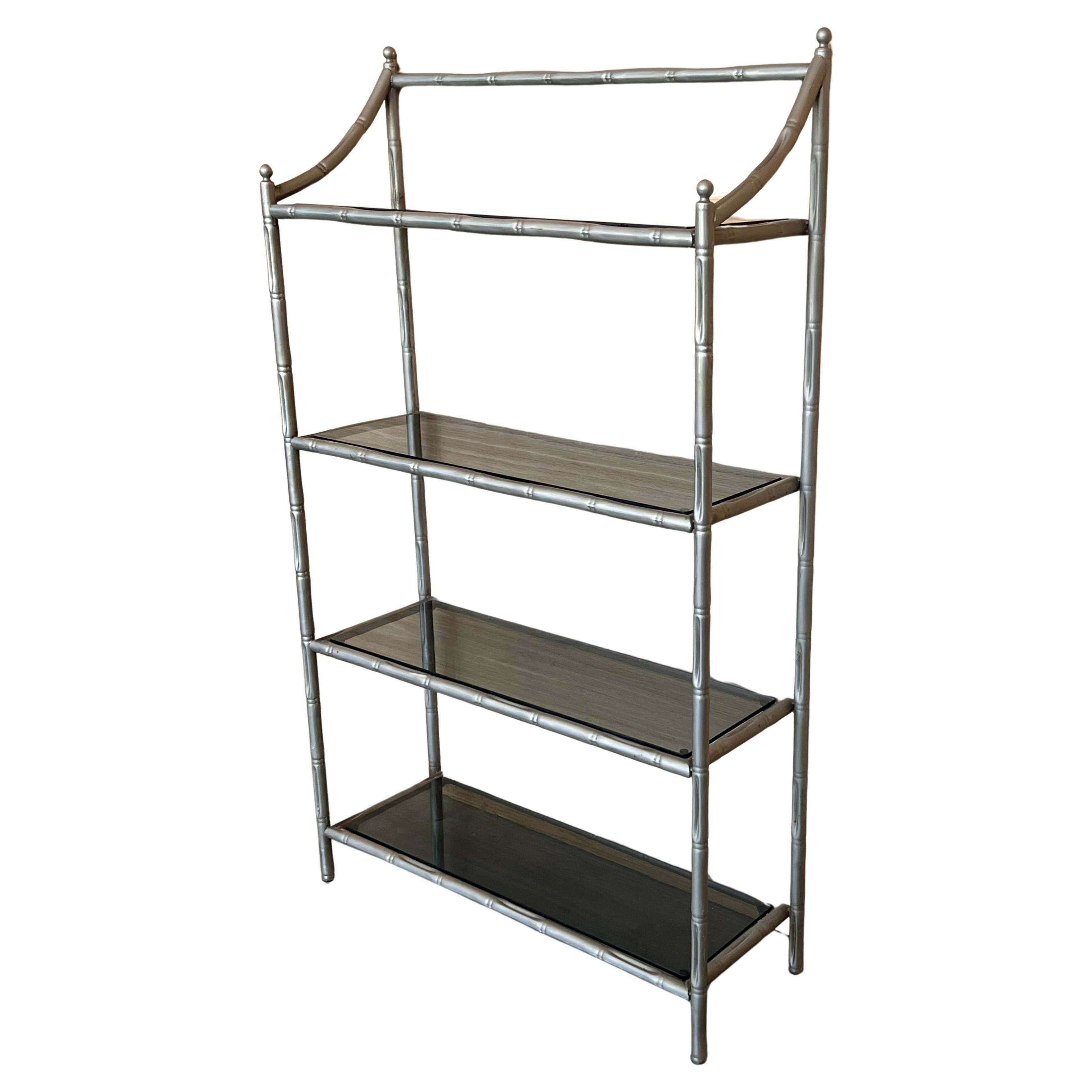 Faux Bamboo Etagere With Four Shelves And Mate Chrome Finished Vinterior