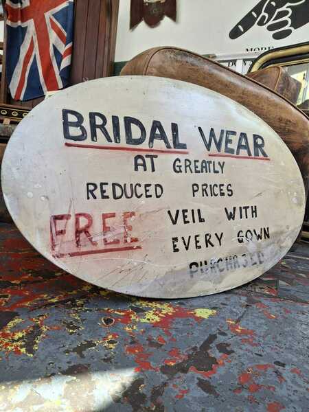 1950s Hand Painted 'Bridal Wear' Trade/Shop Sign. | Vinterior
