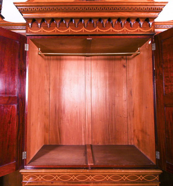 Victorian Sheraton Revival Inlaid Breakfront Wardrobe 19th C | Vinterior