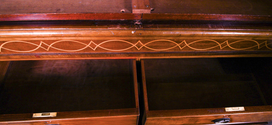 Victorian Sheraton Revival Inlaid Breakfront Wardrobe 19th C | Vinterior