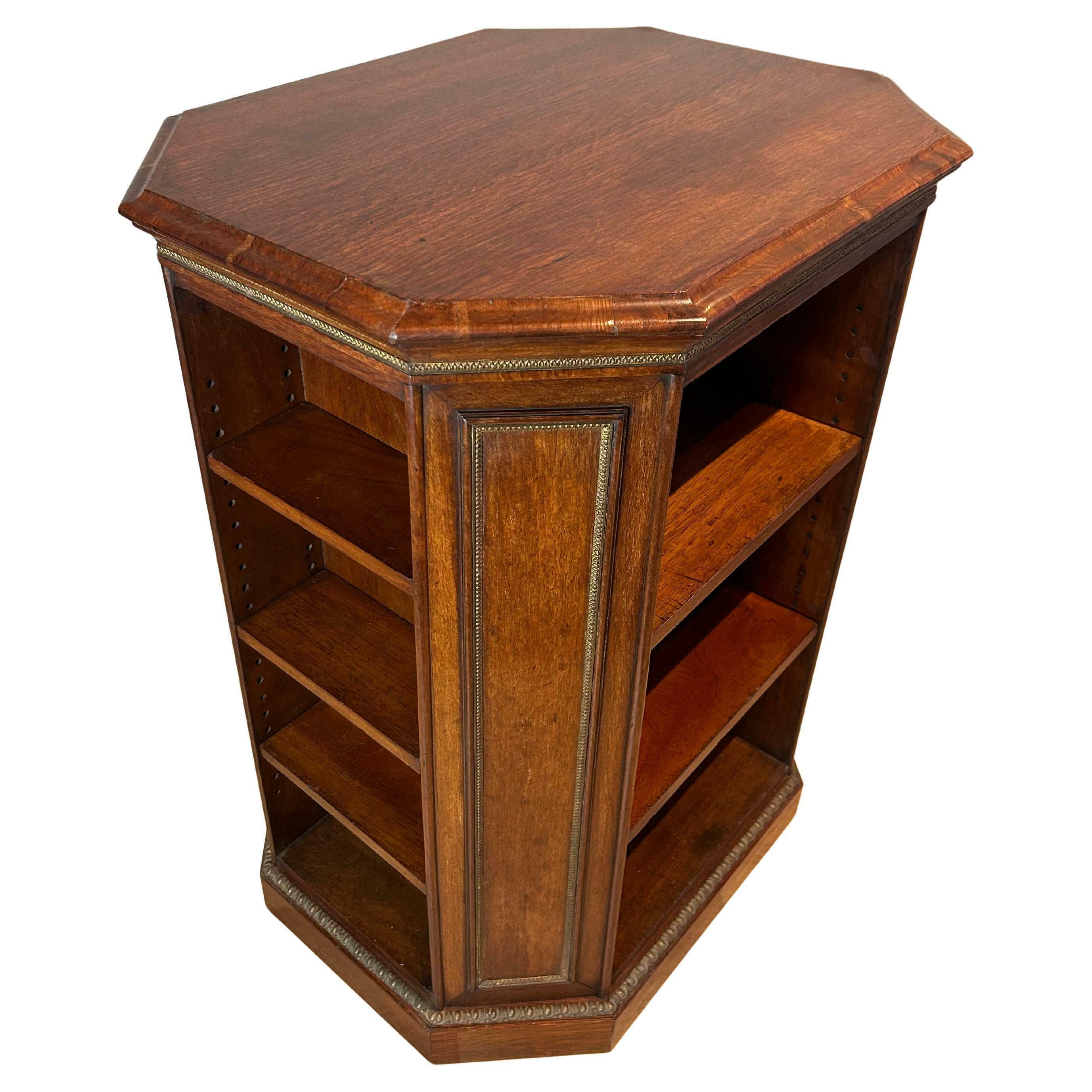 Antique Octagonal Open Free Standing Bookcase In Partridge Wood | Vinterior