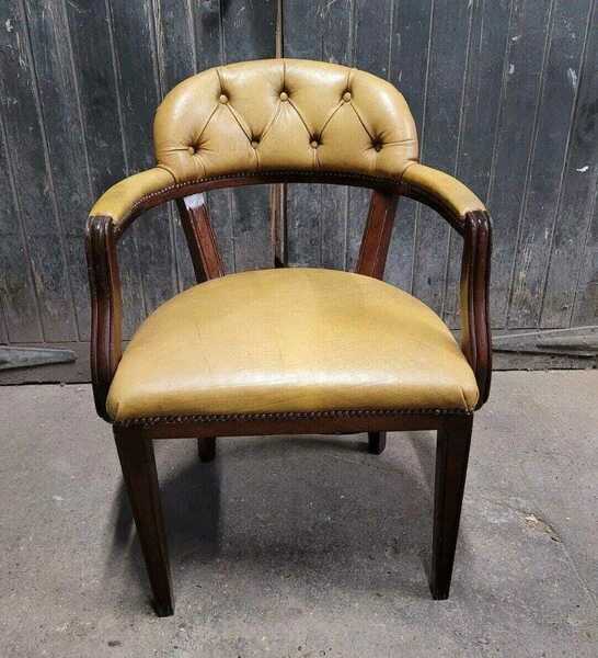 Mustard leather armchair store