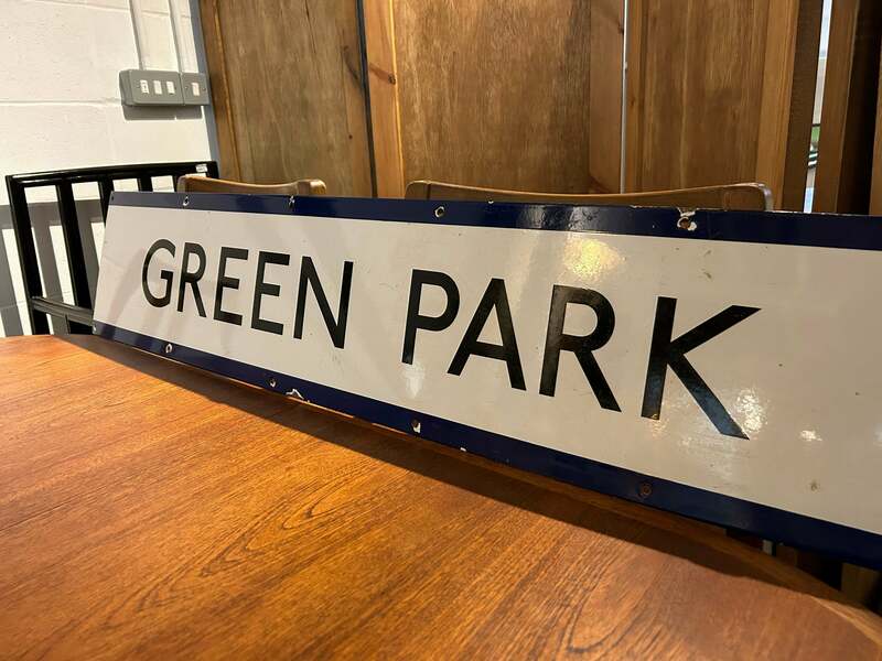 1950s Vintage Enamel London Underground 'Green Park' Sign | Vinterior