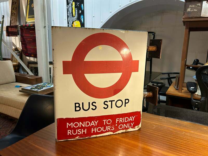 20th Century Vintage Enamel London Bus Stop 'Flag' Sign | Vinterior