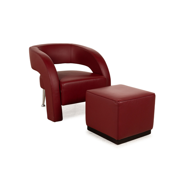 Formenti Wave Leather Armchair Set Red | Vinterior