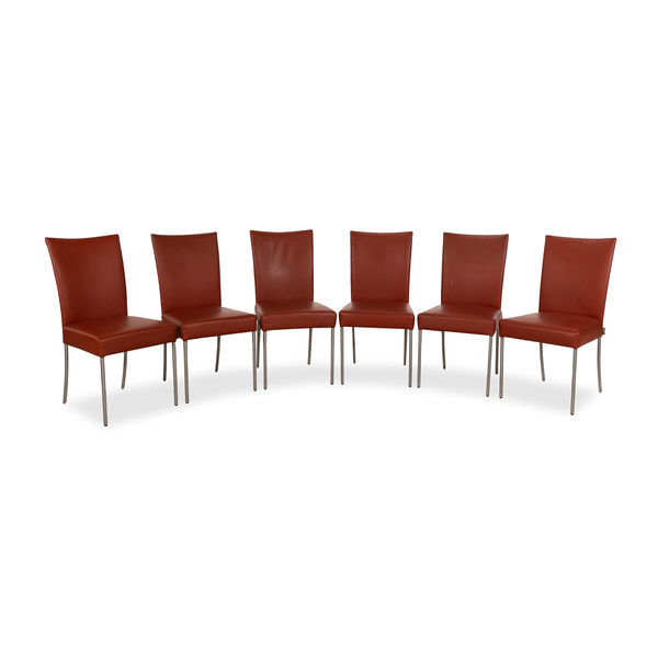 Set Of 6 Contur Penthouse Leather Chairs Brown | Vinterior