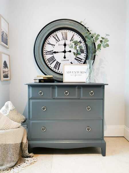 Spray Painted, Stag Minstrel White Stag 3 Drawer Chest Gunmetal Grey ...