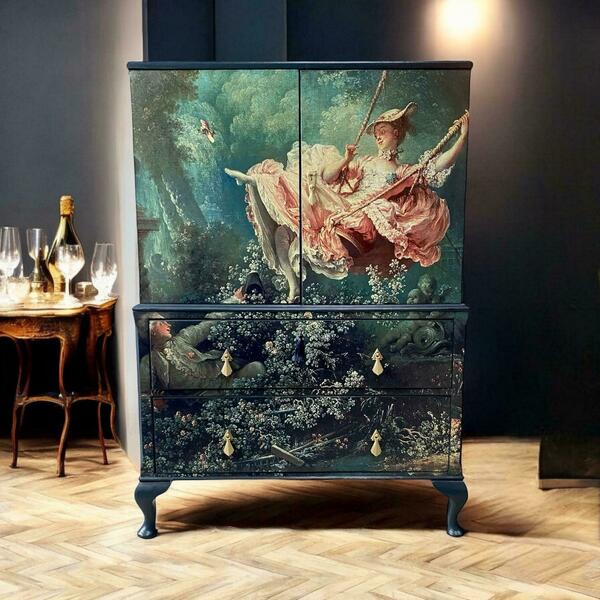 Upcycled Vintage Drinks Cabinet For Cocktail Lounge Linen Cupboard Bedroom Storage Dressing Room. Vinterior