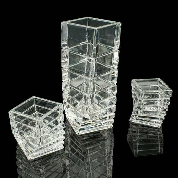 Vintage Set, Vase, Tea Light Duo, German, Art Glass, Flower Sleeve ...