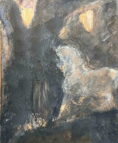 Robert Ladouoriginal French Abstract Artwork Of A Horse In A Forest ...