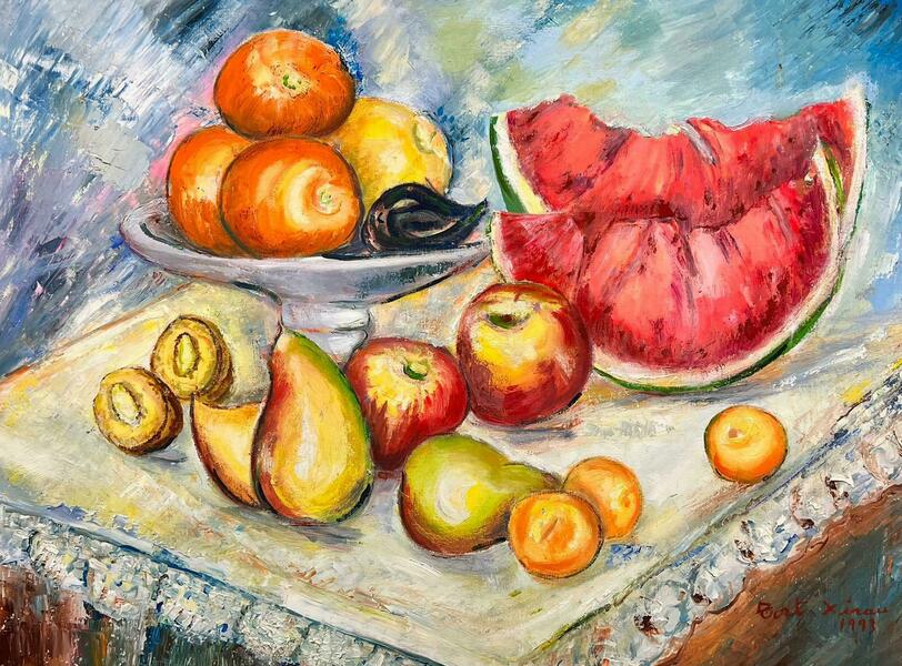 Maria Tort Xirauwatermelons & Fruit Large Modernist Still Life Painting ...