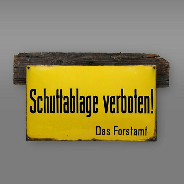 Vintage German Yellow Enamel Sign, 1900 | Vinterior