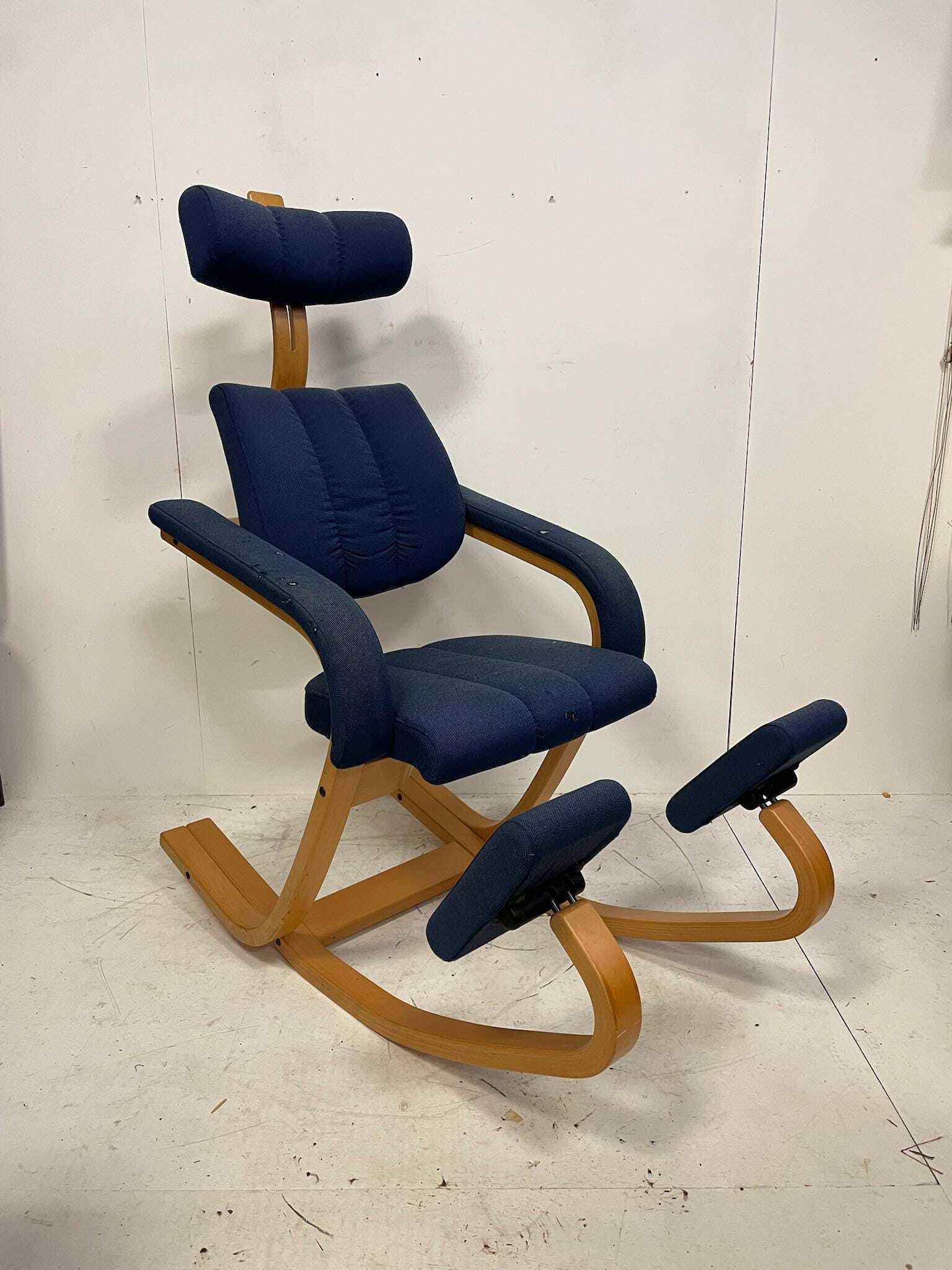 Stokke Duo 80s 90s Ergonomic Kneeling Office Lounge Chair Blue By Peter ...