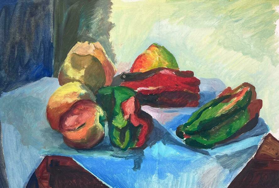 Guy Nicod20th Century French Modernist Painting Pepper Table Still Life ...