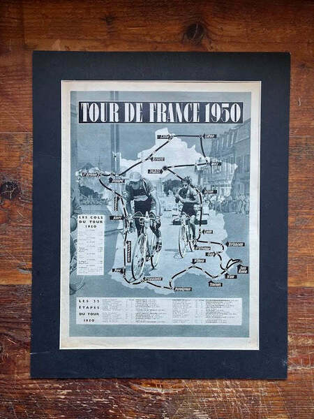 Vintage Tour De France Route Map 1950 | Vinterior