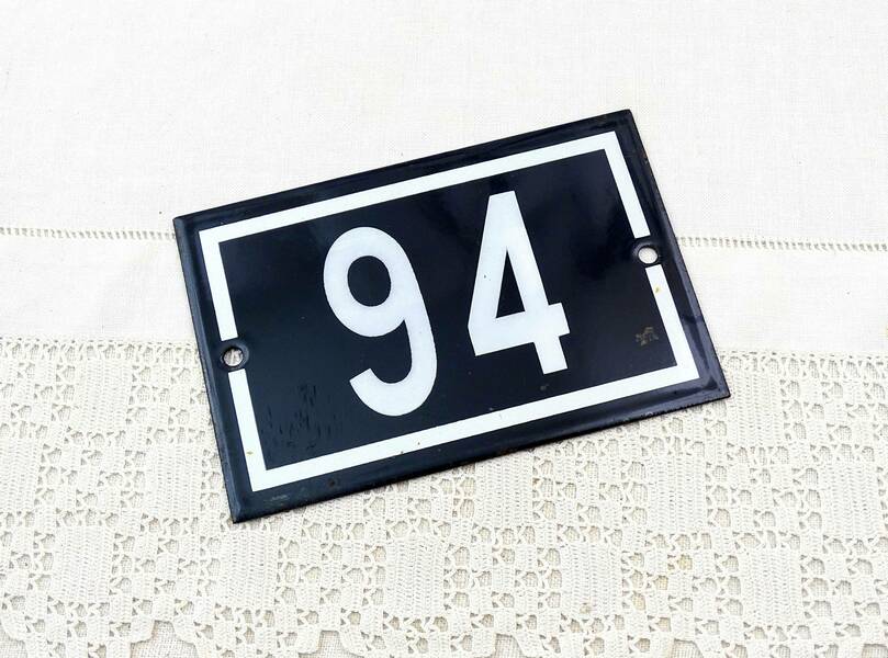 Vintage French Porcelain Enameled Metal House Sign Blue And White ...