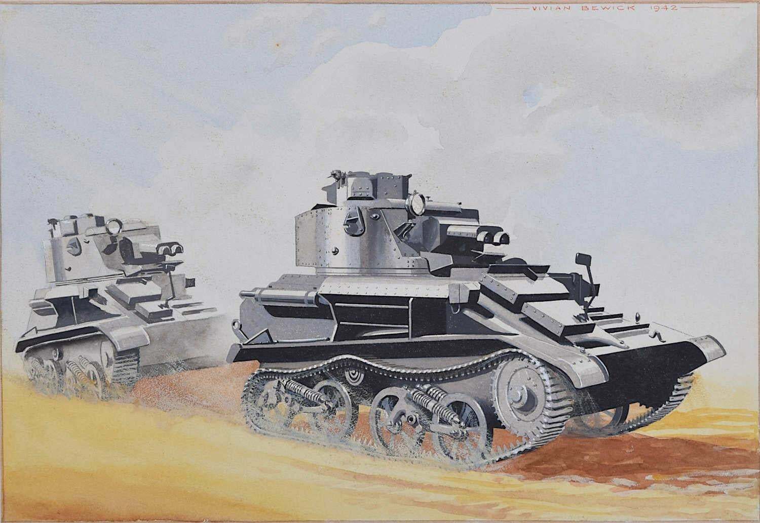 British Light Tanks, C.1940, Original Painting By Vivian Bewick | Vinterior