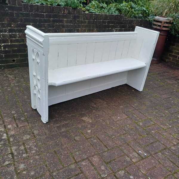 Superb Vintage Victorian Painted Rustic Pew Bench In Farrow And Ball ...