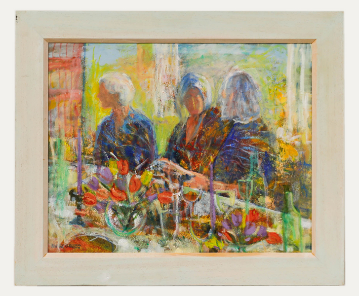 Mary Chugg (1935 2024) Framed Contemporary Oil, Ladies' Luncheon With ...