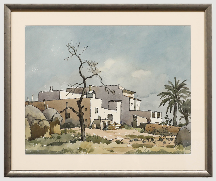 Edward Albert Hickling (1913 1998) Watercolour, View Of The Villa ...