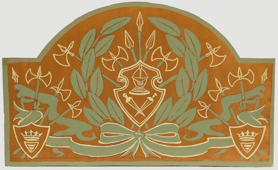 William Henry Ladd Early 20th Century Watercolour, Armoury Crest Panel ...