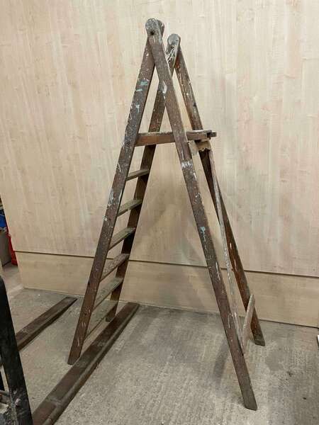 Vintage Antique Wooden Decorators Step Ladder (Please Read Description ...