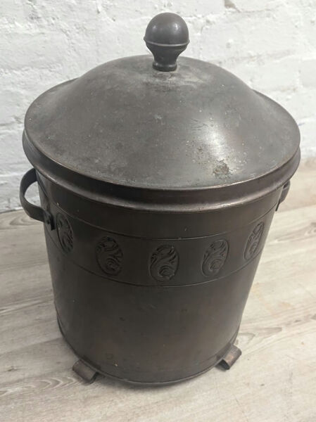 Antique Pewter Coal Storage Box Ice Bucket | Vinterior
