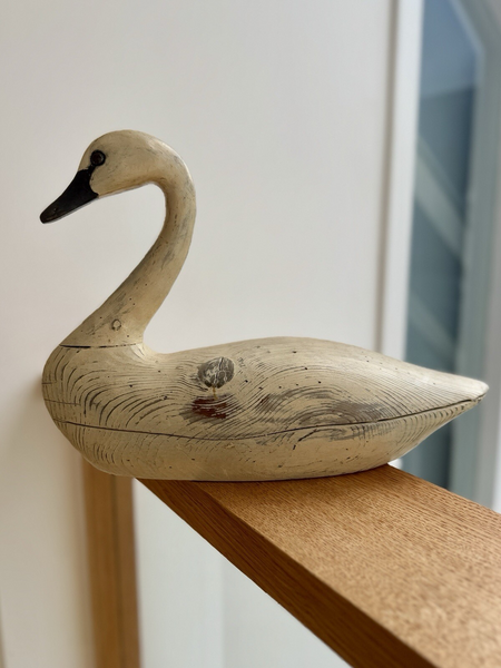 Vintage Carved Wooden Swan Decoy With Aged Paint Finish. Rare | Vinterior