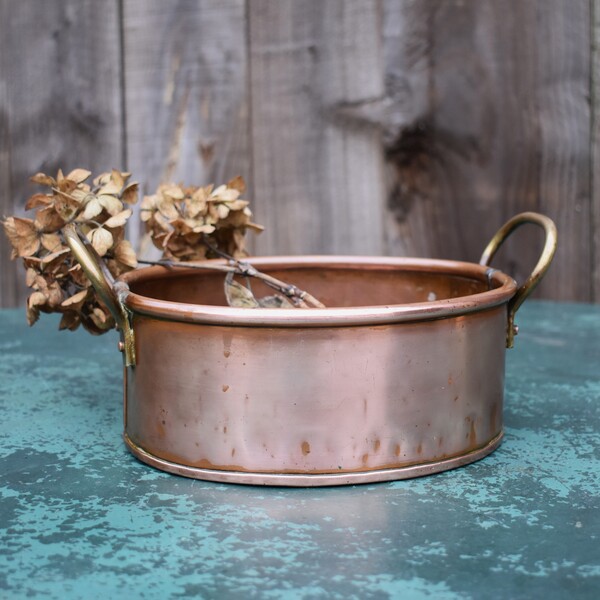 Antique English Hand Made Two Handled Small Copper Planter Cooking Pot ...