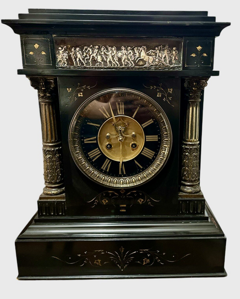 Antique Huge Samuel Marti Neoclassical Marble Mantle Clock Working ...