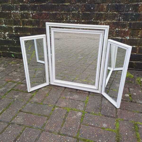 Vintage Retro Classic 70s Tri Fold Painted White Dressing Table ...