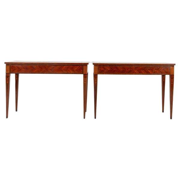 Pair Of 18th Century Italian Kingwood And Walnut Console Tables | Vinterior