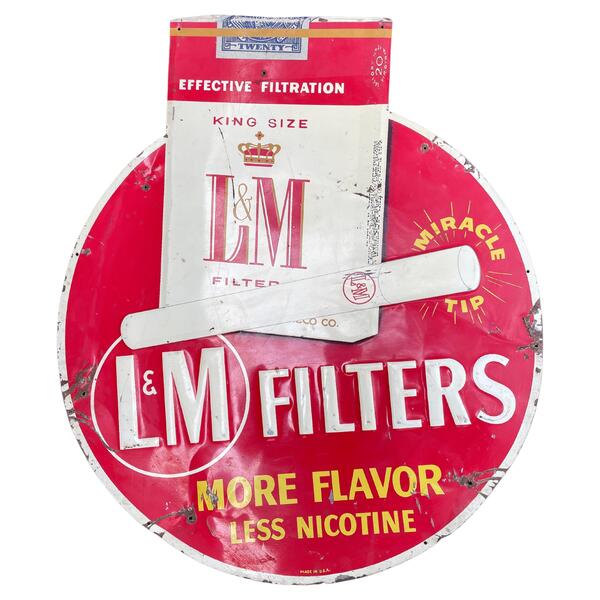 1950s Miracle Tip Cigarette Advertising Tin Sign Vintage Red Ratrod ...