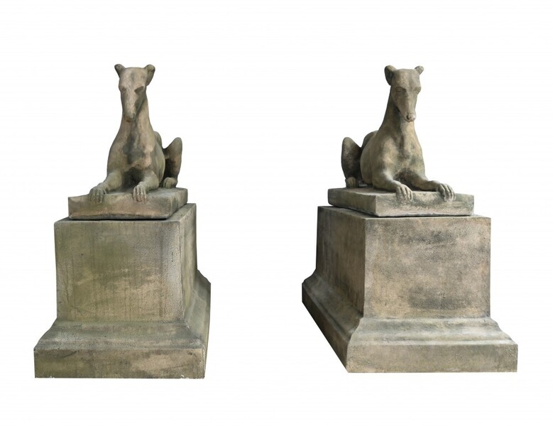 Pair Stone Garden Dogs Austin And Seeley Greyhound Whippet | Vinterior