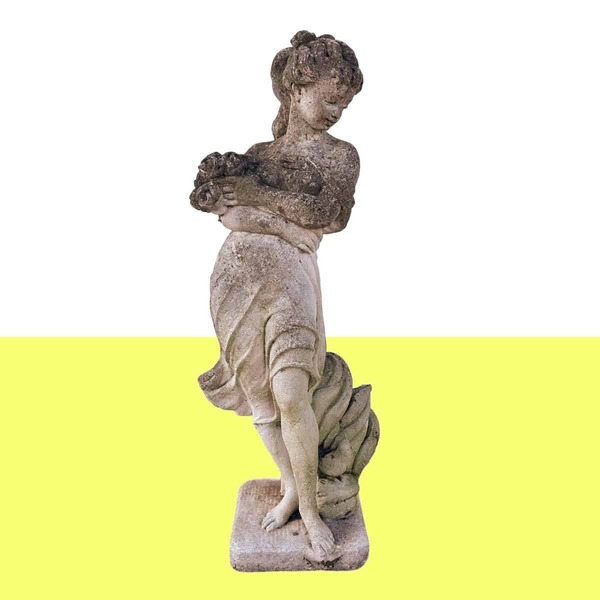 Garden Statue In Grit Depicting A Female Figure With Delicate Details ...