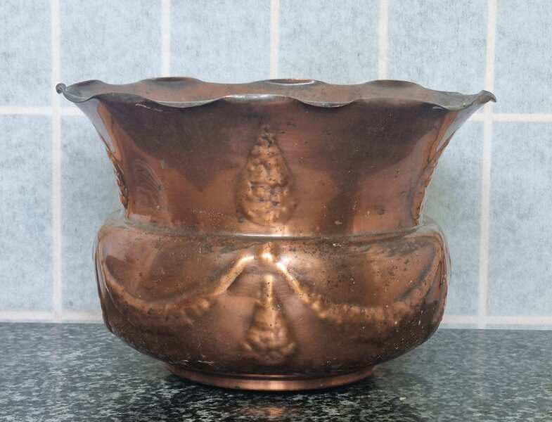 Victorian Copper Planter | 1800s English Plant Pot | Wreath Design ...