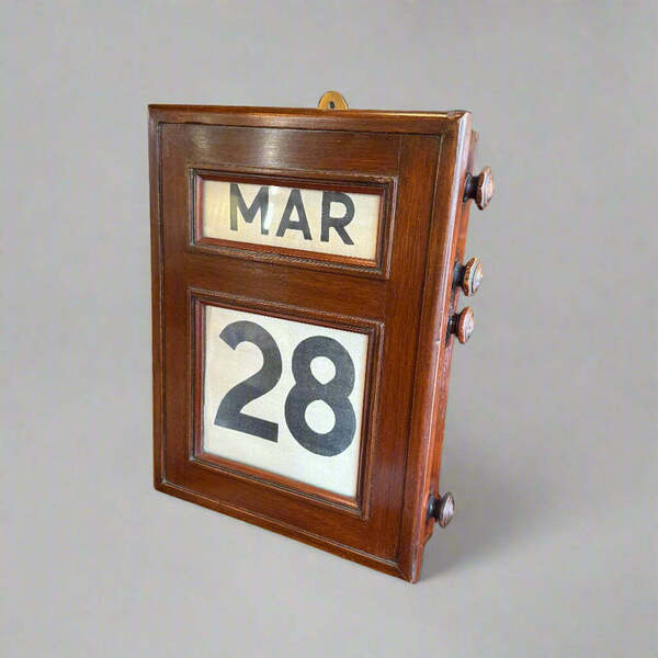 Original Edwardian Mahogany Wall Mounted Calendar Circa 1910 | Vinterior