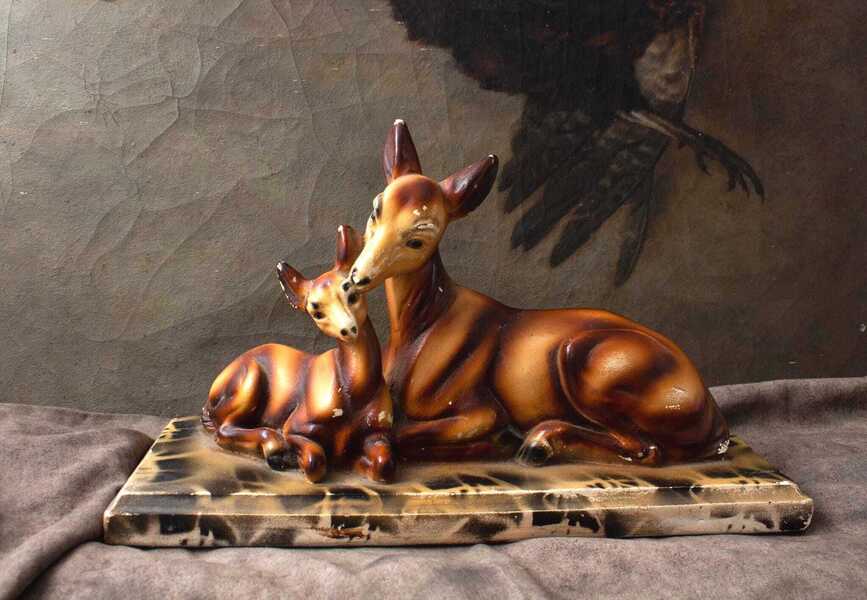 Vintage Ceramic Deer Figurine – Retro Woodland Animal Sculpture | Vinterior