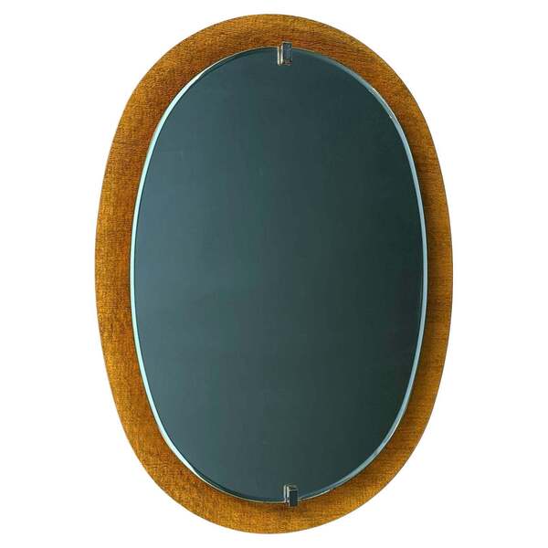 Mid Century Modern Italian Oval Mirror In Colored Glass By Veca For ...