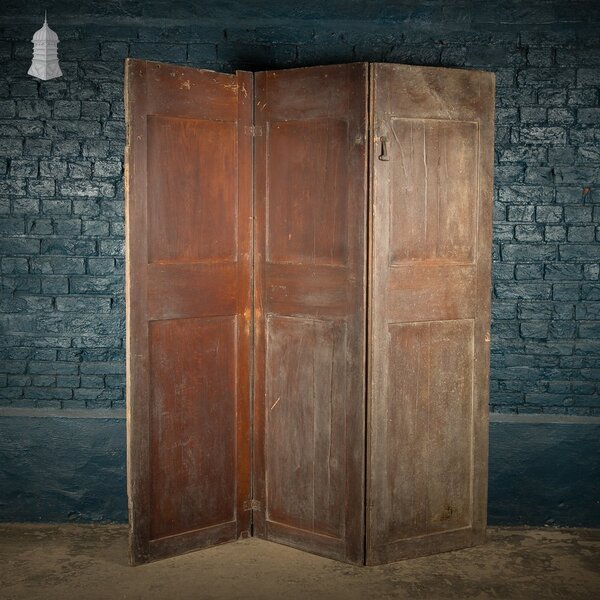 Tri Fold Wooden Shutters, Two Panel Design, Rustic Room Divider | Vinterior