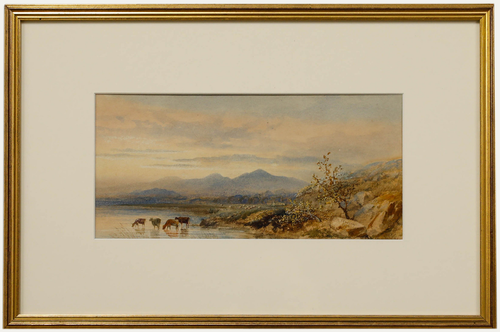 Cornelius Pearson (1805 1891) 1874 Watercolour, Watering Cattle | Vinterior