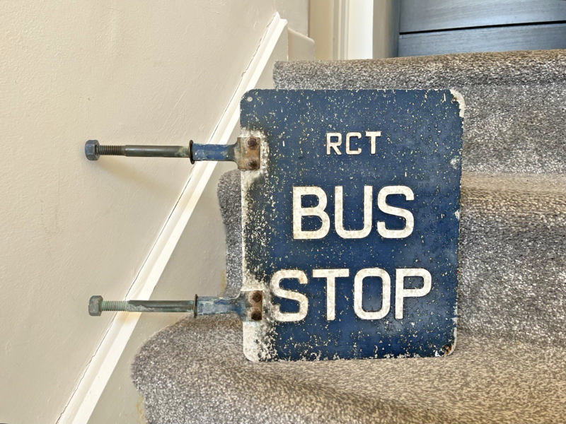 Vintage 50's Welsh Rhondda Rct Bus Stop Metal Sign Transportation ...